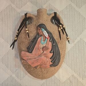 Wall Decor | Ceramic Pitcher Canteen Wall Hanging Native American Woman ...